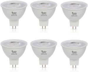 simba lighting led mr16 3.5w 12v light bulb (6 pack) 20w halogen spotlight replacement for landscape, accent, track lights, desk lamps, bab c, gu5.3 bipin base, 2700k warm white, not dimmable