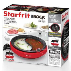 Starfrit The Rock Dual-Sided Electric Hot Pot - 3L - Rock.Tec Non-Stick - Variable Temperature Control - 1200W