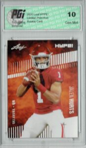 @@@ jalen hurts 2020 leaf hype! #28 only 5000 made rookie card pgi 10 - unsigned college cards