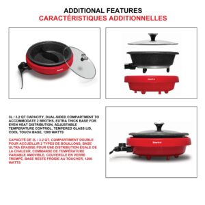 Starfrit The Rock Dual-Sided Electric Hot Pot - 3L - Rock.Tec Non-Stick - Variable Temperature Control - 1200W