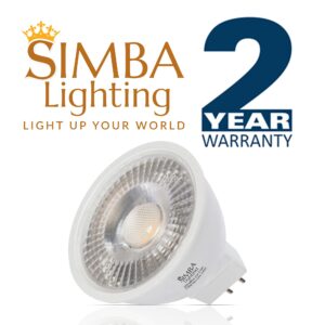 Simba Lighting LED MR16 3.5W 12V Light Bulb (6 Pack) 20W Halogen Spotlight Replacement for Landscape, Accent, Track Lights, Desk Lamps, BAB C, GU5.3 Bipin Base, 2700K Warm White, Not Dimmable