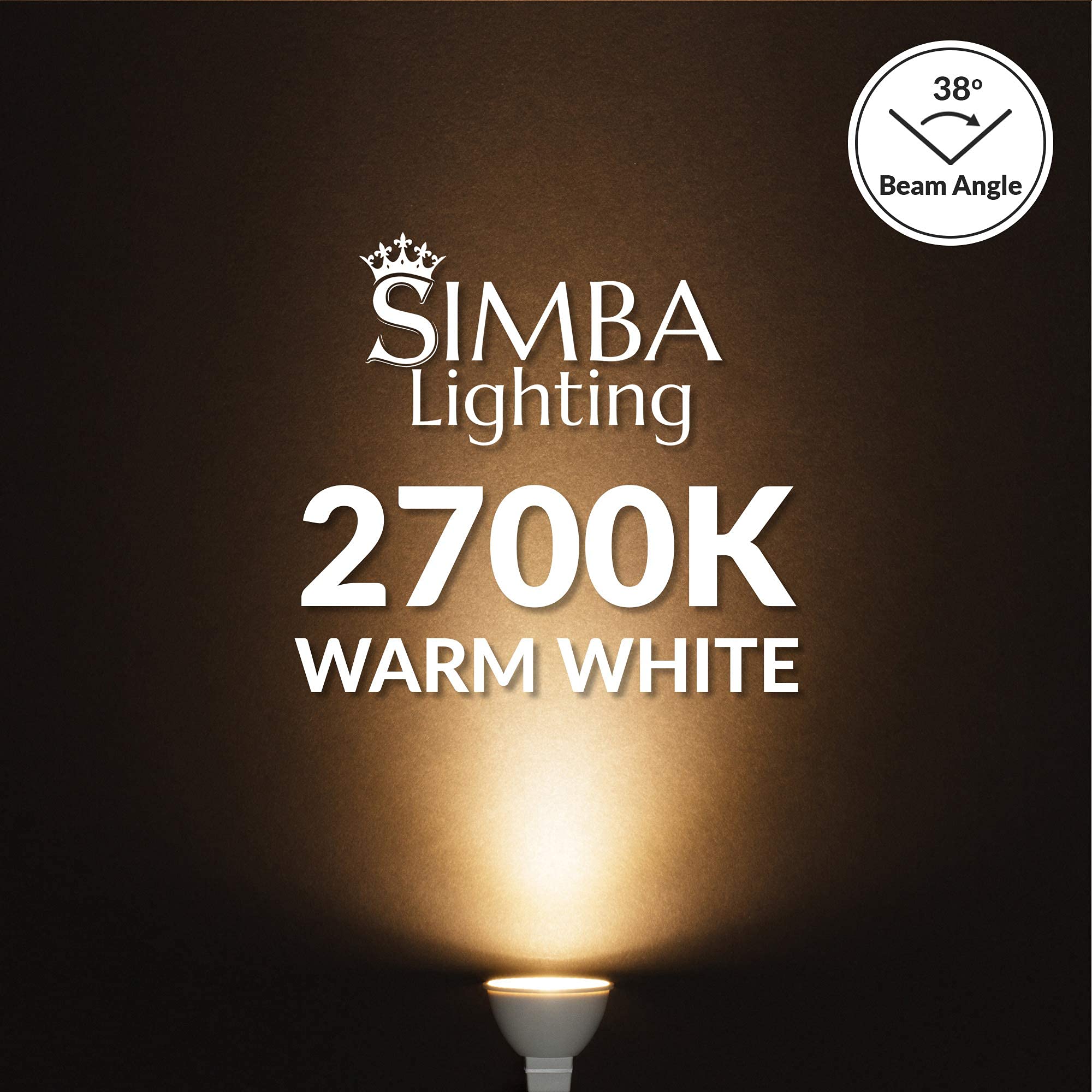 Simba Lighting LED MR16 3.5W 12V Light Bulb (6 Pack) 20W Halogen Spotlight Replacement for Landscape, Accent, Track Lights, Desk Lamps, BAB C, GU5.3 Bipin Base, 2700K Warm White, Not Dimmable