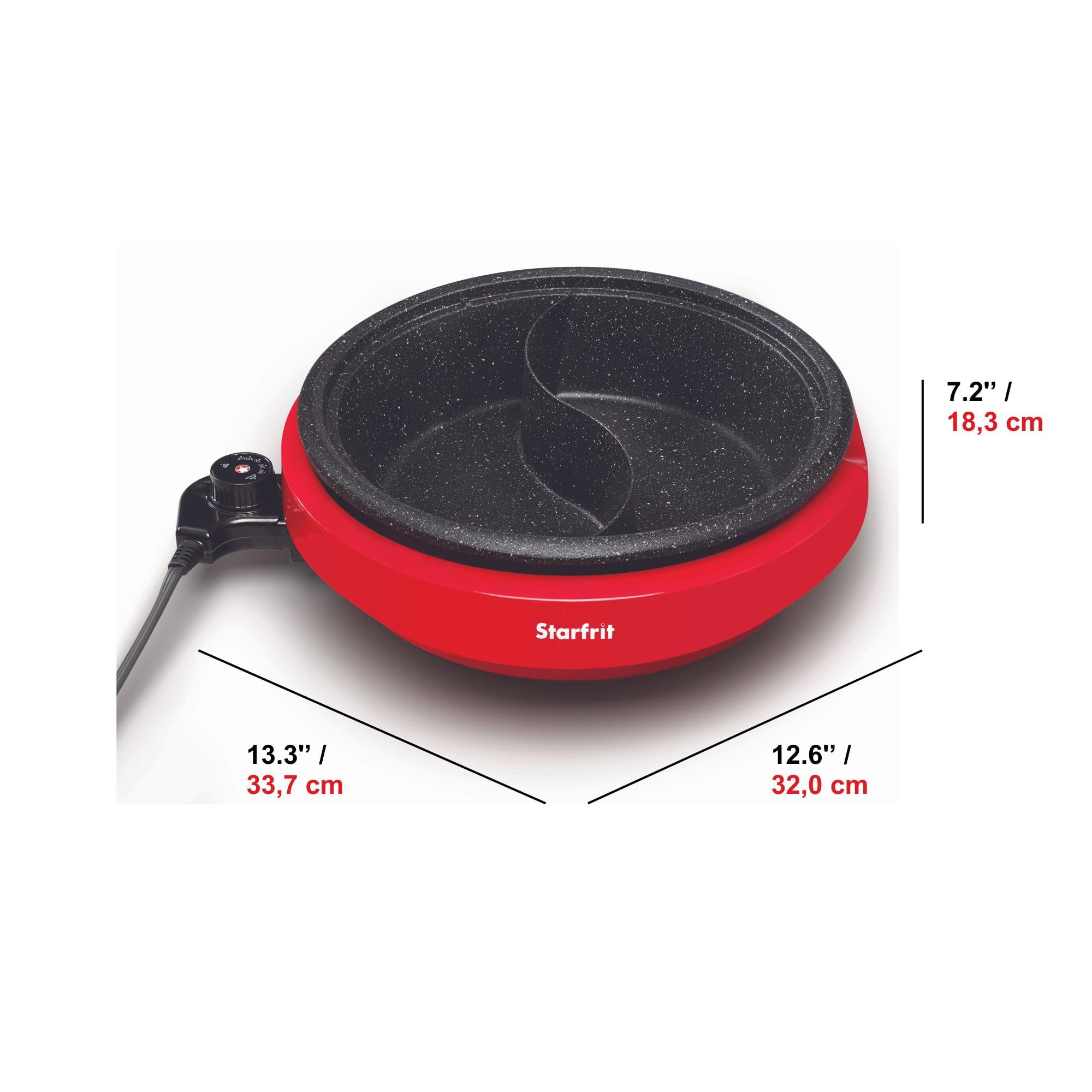 Starfrit The Rock Dual-Sided Electric Hot Pot - 3L - Rock.Tec Non-Stick - Variable Temperature Control - 1200W