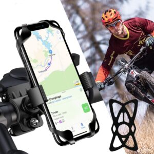 GeGeMu Motorcycle Phone Mount Tether 4-Pack, Premium Grade Rubber/Security/Fall Prevention, for Bicycle Bike, Motorcycle, Handlebar, Silicone Cell Phone Holder Band