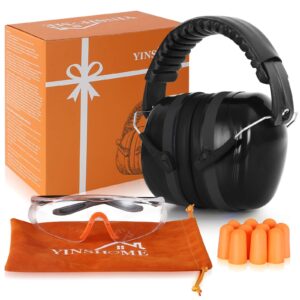 yinshome shooting ear protection earmuffs, ear protection for gun range, shooting glasses, earmuffs for shooting range