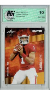 jalen hurts 2020 leaf hype! #28 sp, only 25 made rookie card pgi 10 - unsigned college cards