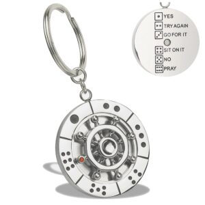 xinsichen stainless steel spinning key chain fidget key ring unique gift dice gaming stress reliever decision maker novelty gift for her him