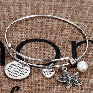 Kivosliviz Volunteer Bracelet Gift Appreciation for Social Worker Employee Never Underestimate The Difference You Made Thank You Starfish Bracelet