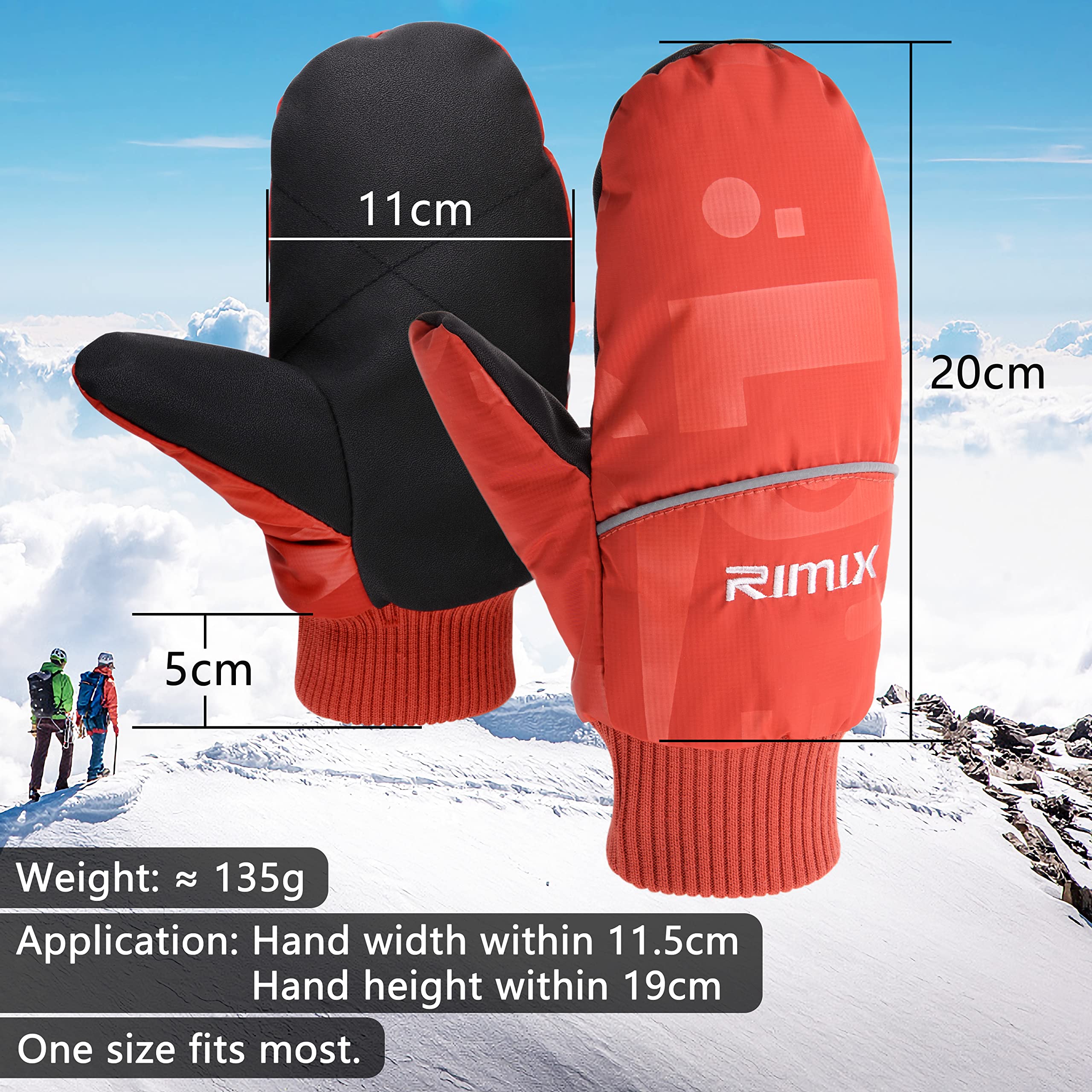 OROOTL Down Gloves Waterproof Down Mittens Men Women Winter Insulated Mitt Warm Snow Mittens