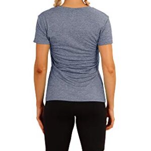 icyzone Workout Running Tshirts for Women - Fitness Athletic Yoga Tops Exercise Gym Shirts (Pack of 3) (L, Black/Navy/Rose Wine)