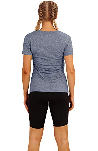 icyzone Workout Running Tshirts for Women - Fitness Athletic Yoga Tops Exercise Gym Shirts (Pack of 3) (L, Black/Navy/Rose Wine)