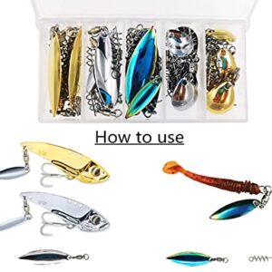 30pcs Tail Spinners Willow Colorado Blade Spin Lure Making for Senko Lures Worms Bass Fishing Soft Plastic Lures