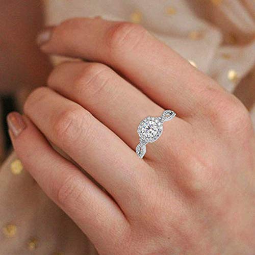 1/3 Carat Diamond and 3/4 Carat Moissanite Petite Twisted Vine Milgrain Halo Engagement Ring for Women in 14k White Gold (I-J/G, SI1-SI2/VS2, cttw) Size 9 by VVS Gems