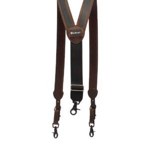 ariat men's adjustable suspenders with black pebbled leather inlay (medium brown, x-large)