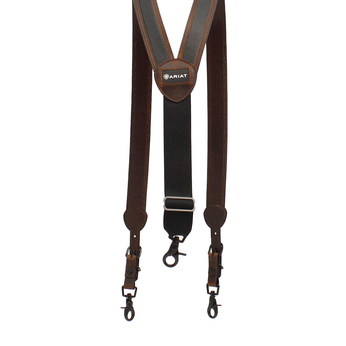 ARIAT Men's Adjustable Suspenders with Black Pebbled Leather Inlay (Medium Brown, X-Large)