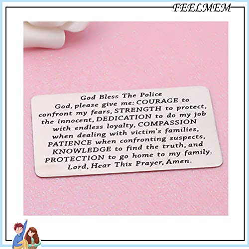 FEELMEM Police Jewelry Police Officer Prayer Wallet Card Stay Safe Police Officers Gifts from Police Wife Mom