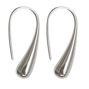 harlorki women lady's 925 silver plated shiny teardrop shape hook drop dangle earrings fashion costume jewelry for wedding party casual daily wear