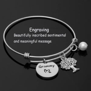 Kivosliviz Grammys Gifts for Grandma Bracelet for Grandmothers Women Best Grammy Gifts for Grammie Grandmother Bangle Bracelet