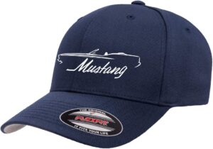 1973 ford mustang convertible outline design flexfit 6277 athletic baseball fitted hat cap navy l/xl