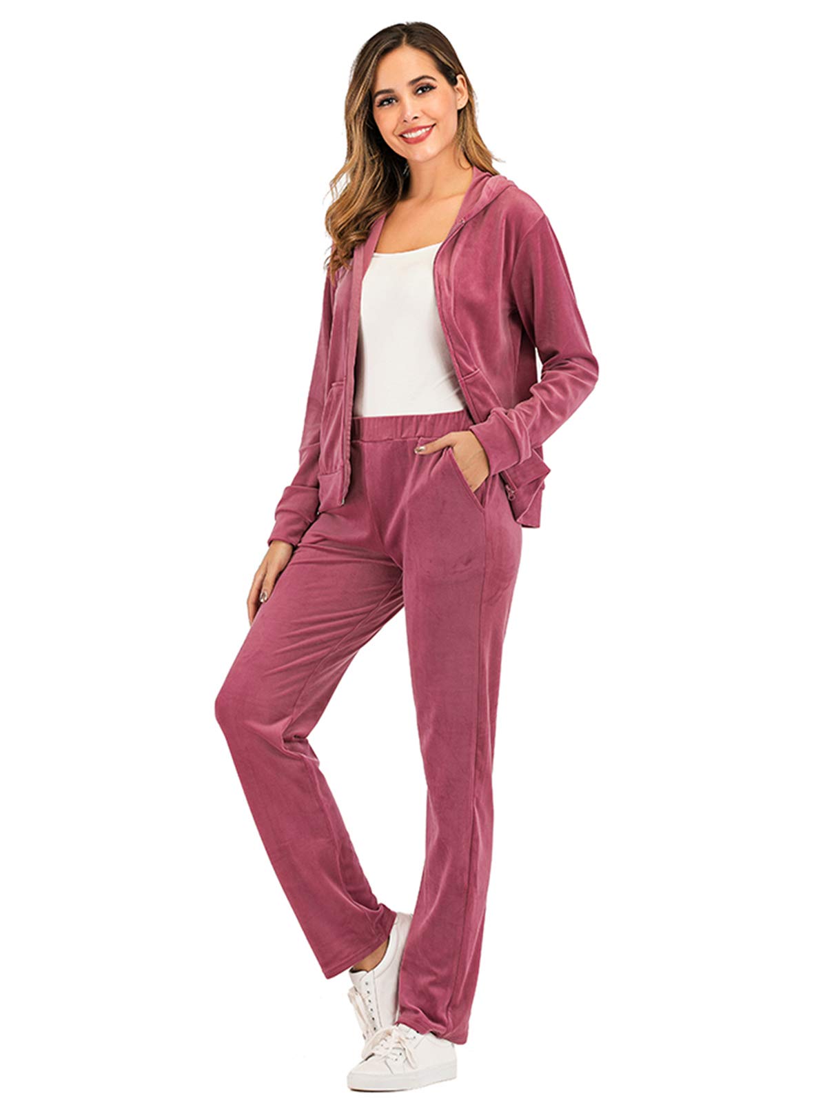 Sweatsuits for Women 2 Piece Tracksuit Sets Jogging Sweat Suits Outfits Zip-Up Hoodie and Sweatpants Red