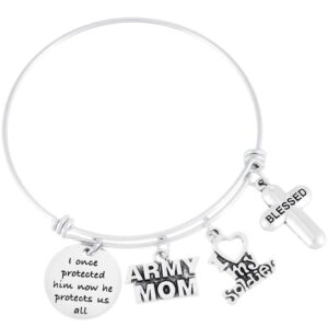 kivosliviz military mom bracelet i once protected him now he protects us all mom gifts for army mom