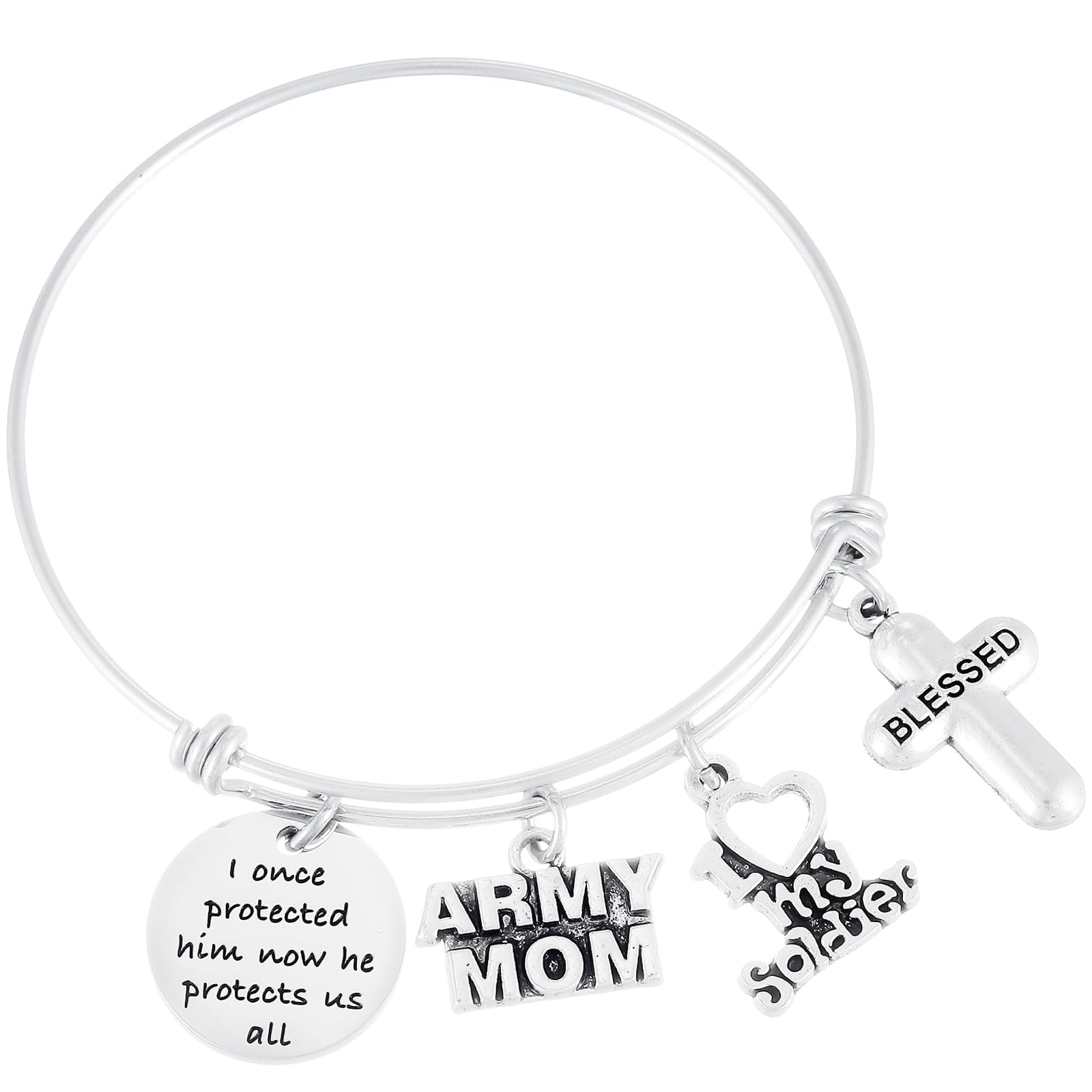 Kivosliviz Military Mom Bracelet I Once Protected Him Now He Protects Us All Mom Gifts for Army Mom