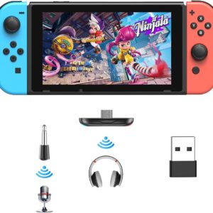 Bluetooth Adapter for Nintendo Switch/Lite, BT 5.0 Wireless Audio Transmitter with Low Latency USB C to A Converter for Bluetooth Headphone Speakers on PS4 PS5 PC Laptop Airpods