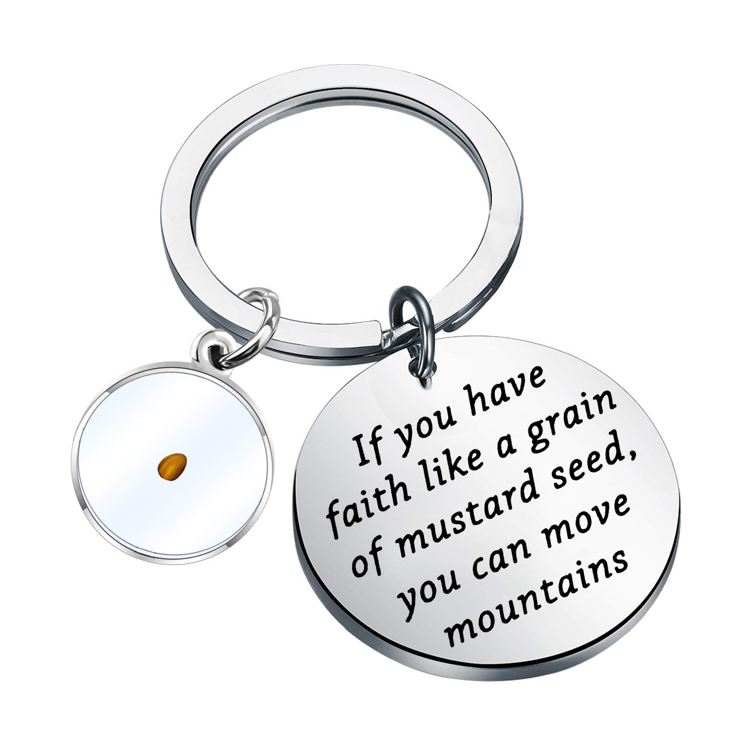 FAADBUK Christian Gift Mustard Seed Keychain If You Have Faith Like A Grain Of Mustard Seed You Can Move Mountains Jewelry (Have Faith K-S)