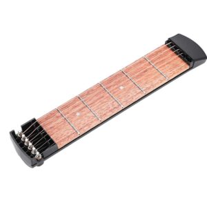 6 fret pocket guitar, portable plastic + mahogany fingerboard with storage bag for beginner practice training