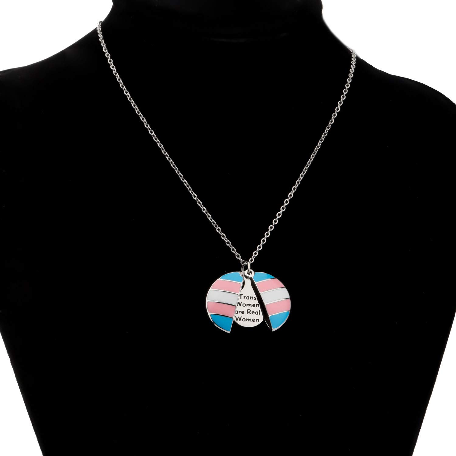 CENWA Transgender Pride Gift Trans Pride Jewelry Trans Women Are Real Women Open Locket Necklace (Trans Women N)