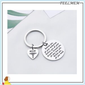 FEELMEM MSN Keychain MSN Graduation Gifts Behind You All Your Memories Before You All Your Dreams Keychain MSN Master of Science in Nursing Graduation Jewelry Gifts (MSN)