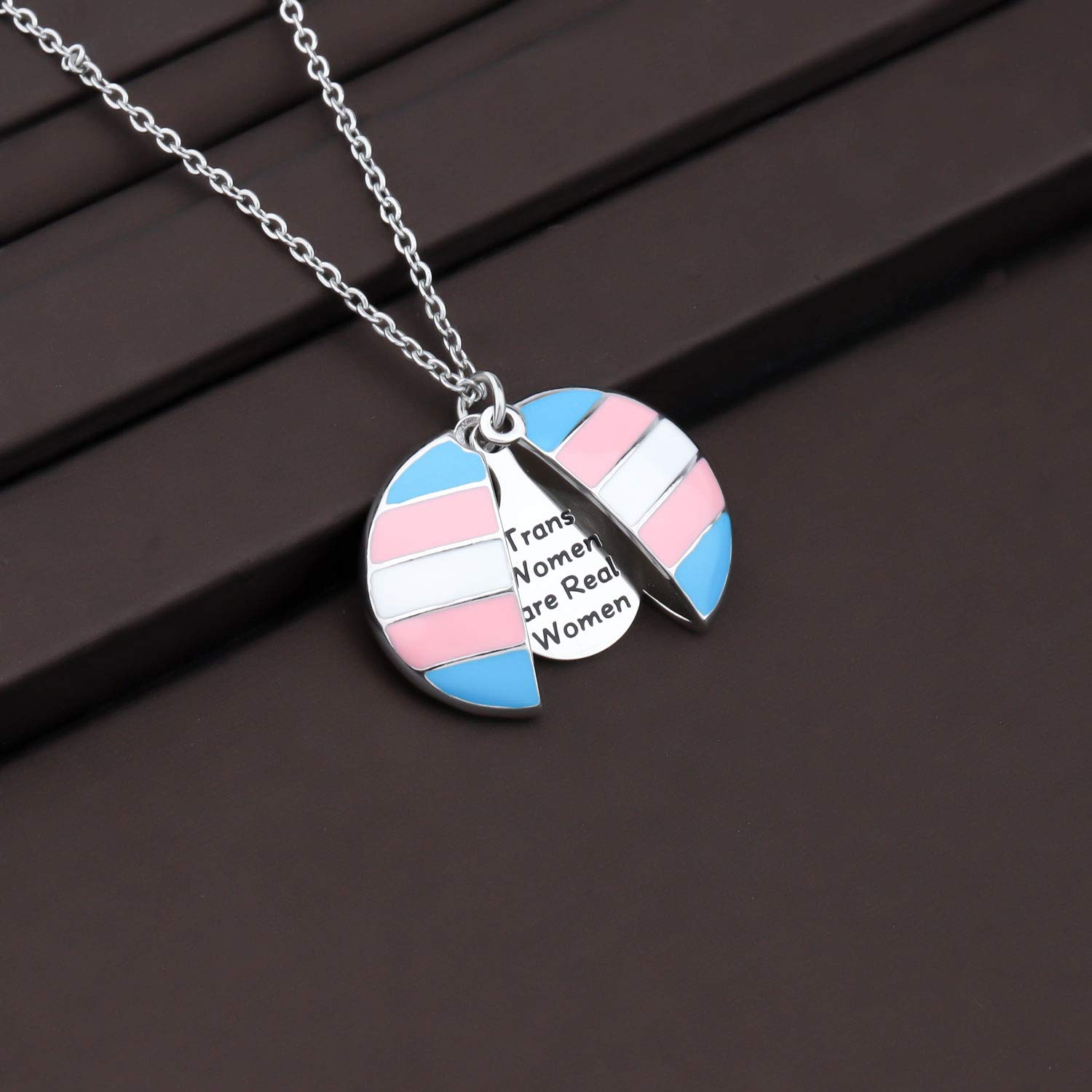 CENWA Transgender Pride Gift Trans Pride Jewelry Trans Women Are Real Women Open Locket Necklace (Trans Women N)