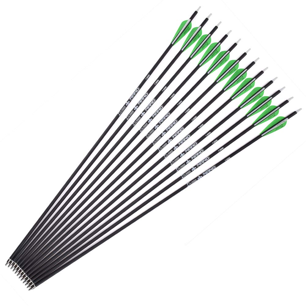 Archery 26Inch Carbon Arrow Practice Hunting Arrows with100 Grain Removable Tips for Compound & Recurve Bow(Pack of 12)