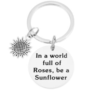 kivosliviz sunflower keychain gifts sunflower lover gift in a world full of roses be a inspiration jewelry sunflower keychains