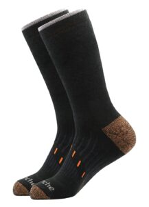 avalanche men's odor resistant copper wool blend crew socks with arch support 2-pack black 10-13