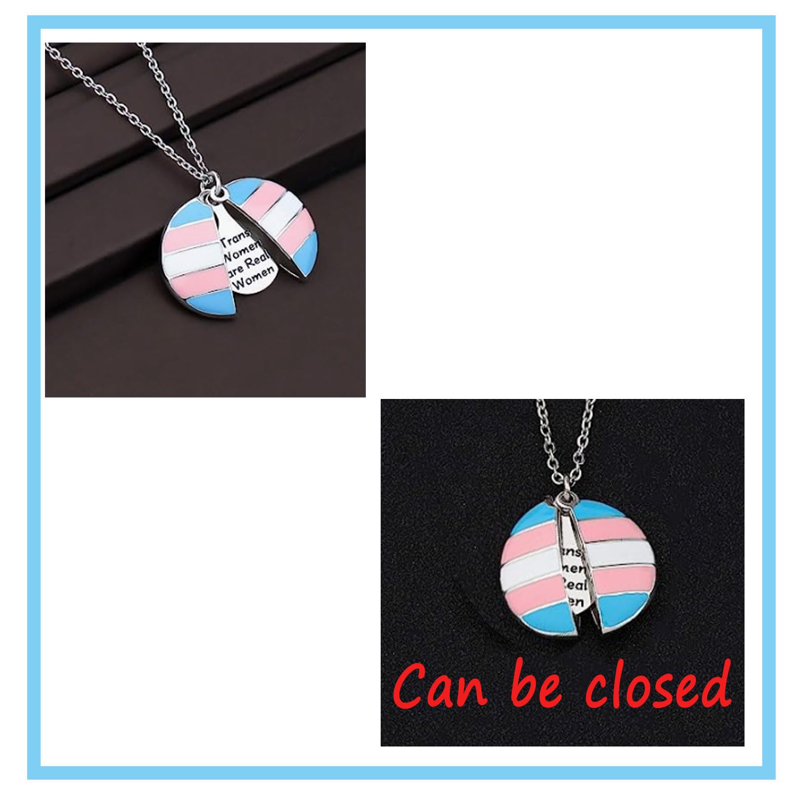 CENWA Transgender Pride Gift Trans Pride Jewelry Trans Women Are Real Women Open Locket Necklace (Trans Women N)