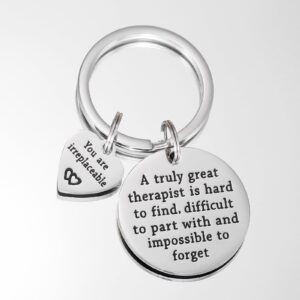 Kivosliviz Therapist Gifts Keychain for Mental Health Therapists, SLP, Occupational, Respiratory Therapist - Stainless Steel Keychain, Engraved Thank You Gift