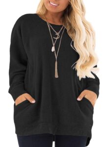 aurissy womens plus size sweatshirts 2x long sleeve tunic tops black-18w