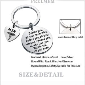 FEELMEM MSN Keychain MSN Graduation Gifts Behind You All Your Memories Before You All Your Dreams Keychain MSN Master of Science in Nursing Graduation Jewelry Gifts (MSN)