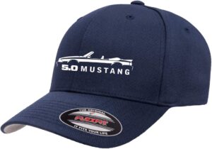 1987-93 ford mustang gt 5.0 convertible outline design flexfit 6277 baseball fitted hat cap navy l/xl