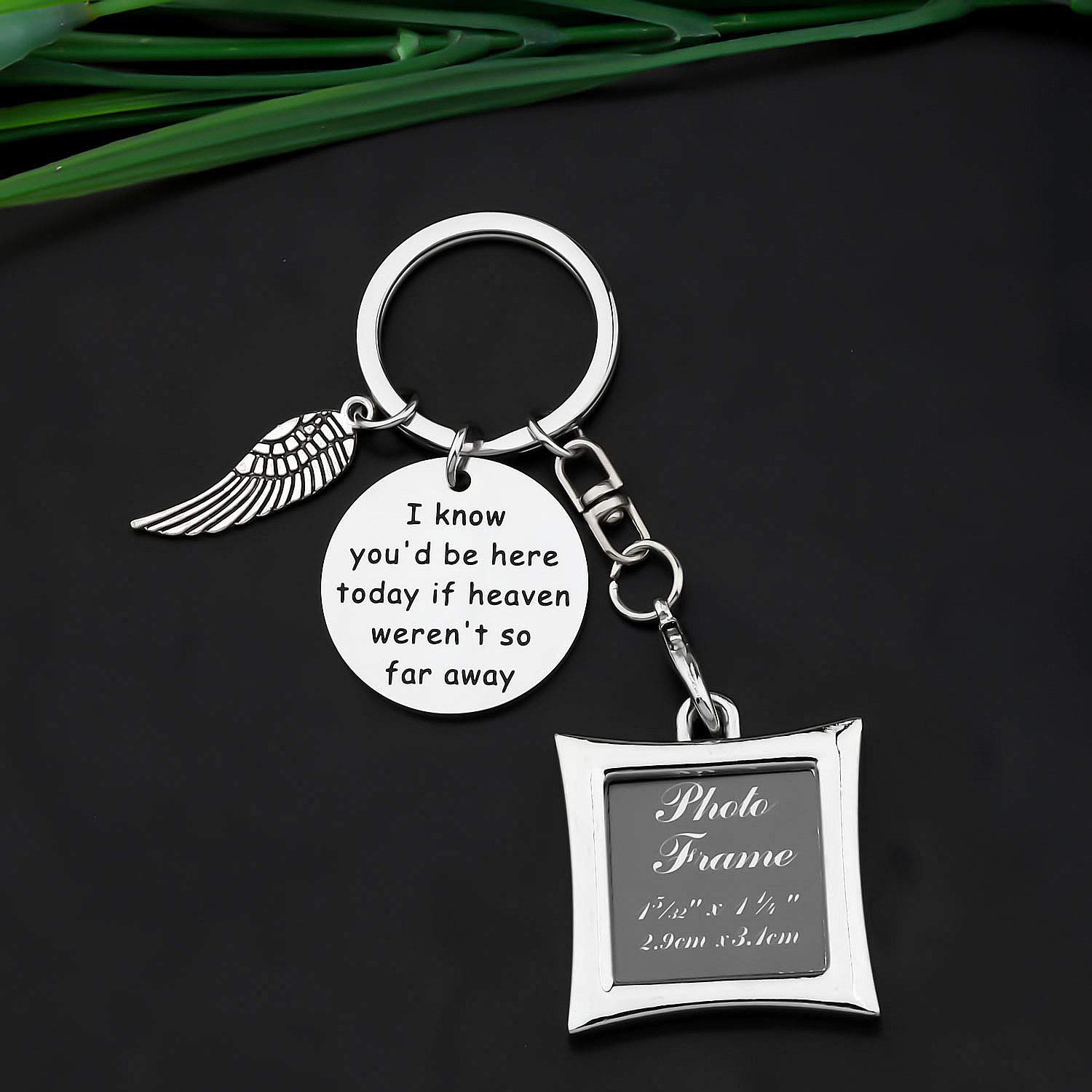 CYTING Wedding Bouquet Photo Charm I Know You'd Be Here Today If Heaven Weren't So Far Away Memorial Photo Frame Keychain Remembrance Jewelry Bridal Shower Gift (I know you'd be here today)