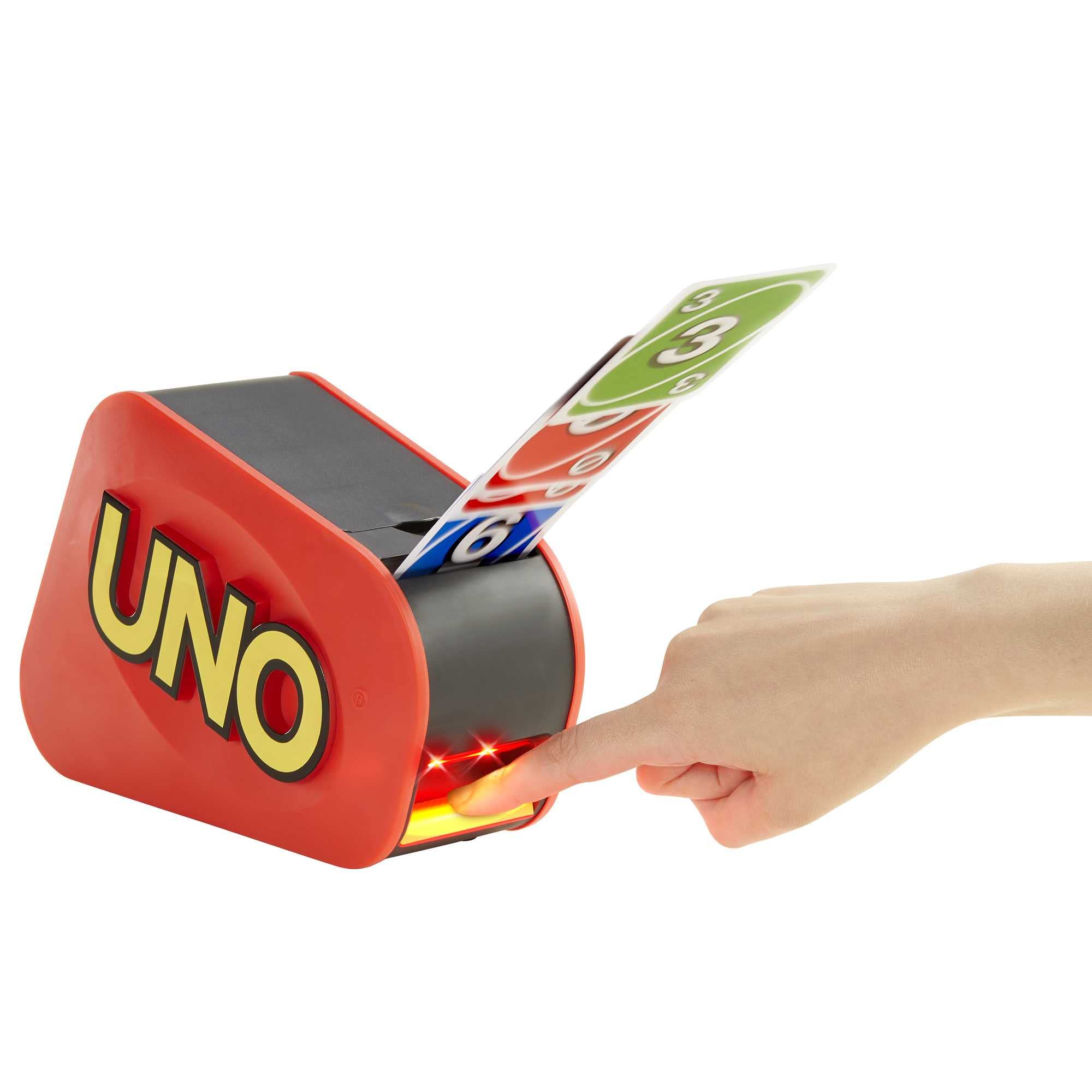 UNO Extreme Card Game Featuring Random-Action Launcher with Lights & Sounds & 112 Cards, Kid, Teen & Adult Game Night Gift Ages 7 Years & Older, GXY75