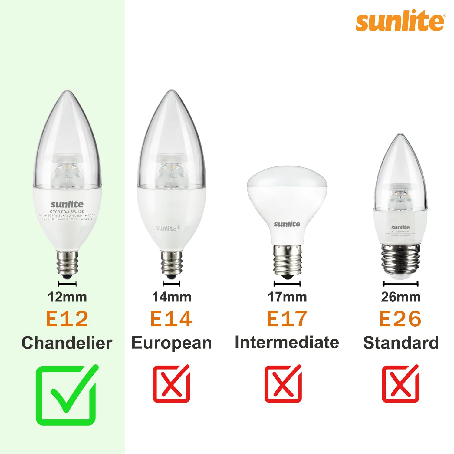 Sunlite 41547-SU LED G16.5 G16 1/2 Filament Style Globe Light Bulb, 5 Watts (60W Equivalent), 500 lumens, Dimmable, Candelabra Base (E12), UL Listed, 3000K Warm White, 6 Count