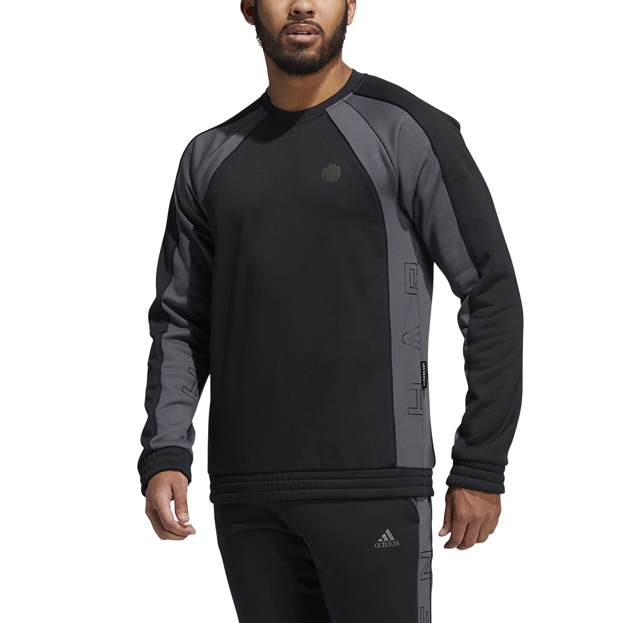 adidas Men's Harden Foundation Crew, Black, Large