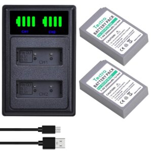 tectra 2pcs bls-5, bls-50, ps-bls5 batteries + led dual charger for olympus om-d e-m10, om-d e-m10 mark ii, om-d e-m10 mark iii, pen e-pl2, e-pl5, e-pl6, e-pl7, e-pm2, stylus 1 cameras