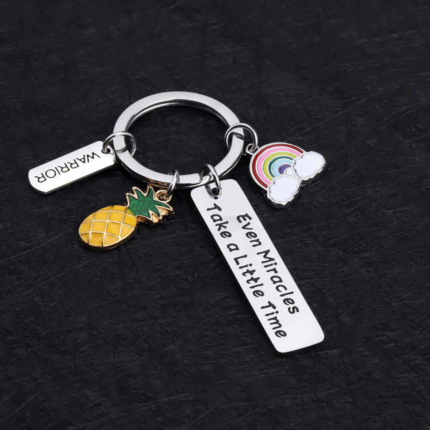 CENWA Rainbow Baby Keychain for New Mom Even Miracles Take a Little Time Keychain IVF Infertility Warrior Gift (Take a Little Time K)