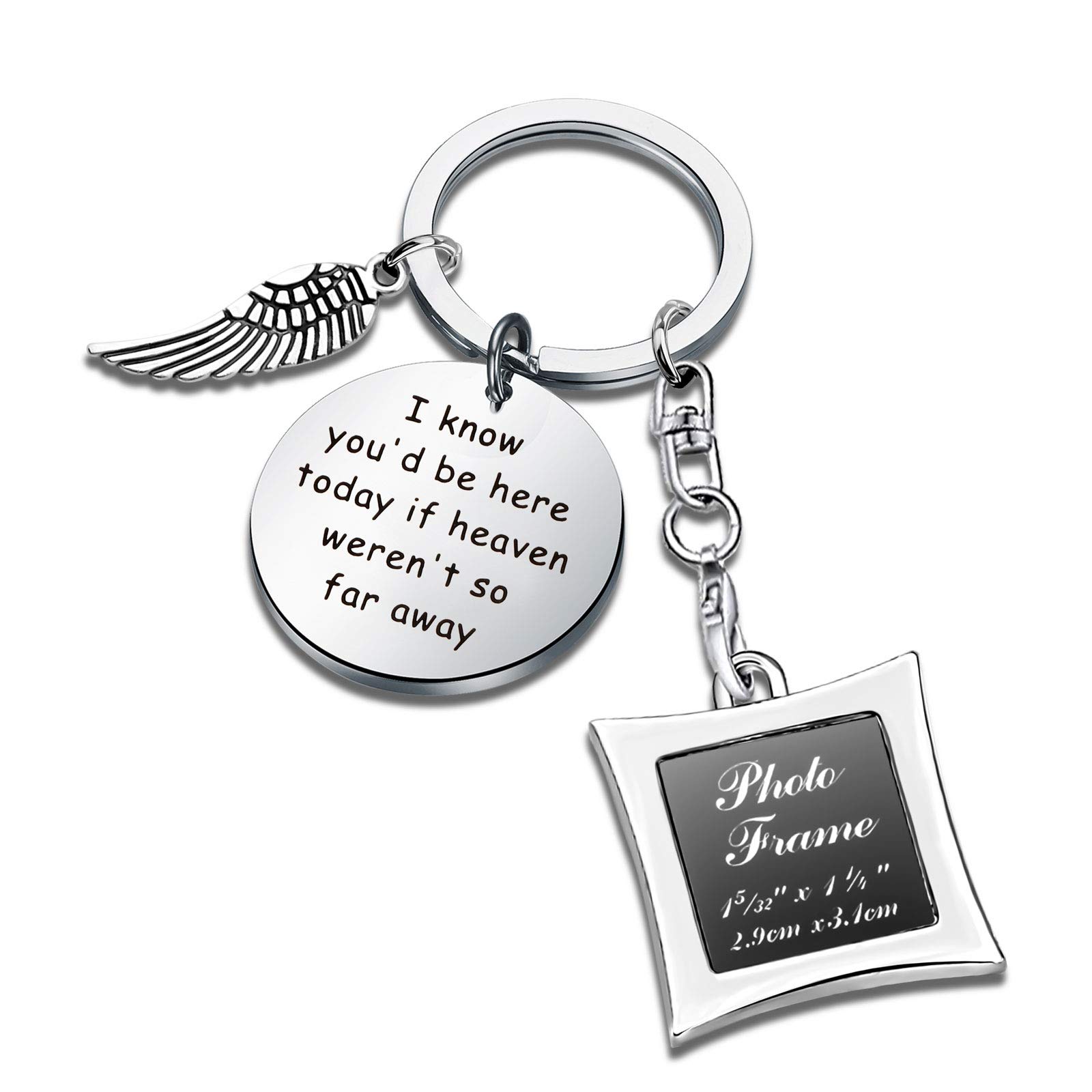 CYTING Wedding Bouquet Photo Charm I Know You'd Be Here Today If Heaven Weren't So Far Away Memorial Photo Frame Keychain Remembrance Jewelry Bridal Shower Gift (I know you'd be here today)