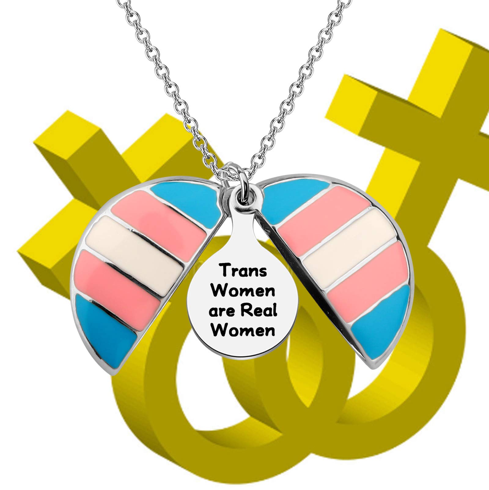 CENWA Transgender Pride Gift Trans Pride Jewelry Trans Women Are Real Women Open Locket Necklace (Trans Women N)