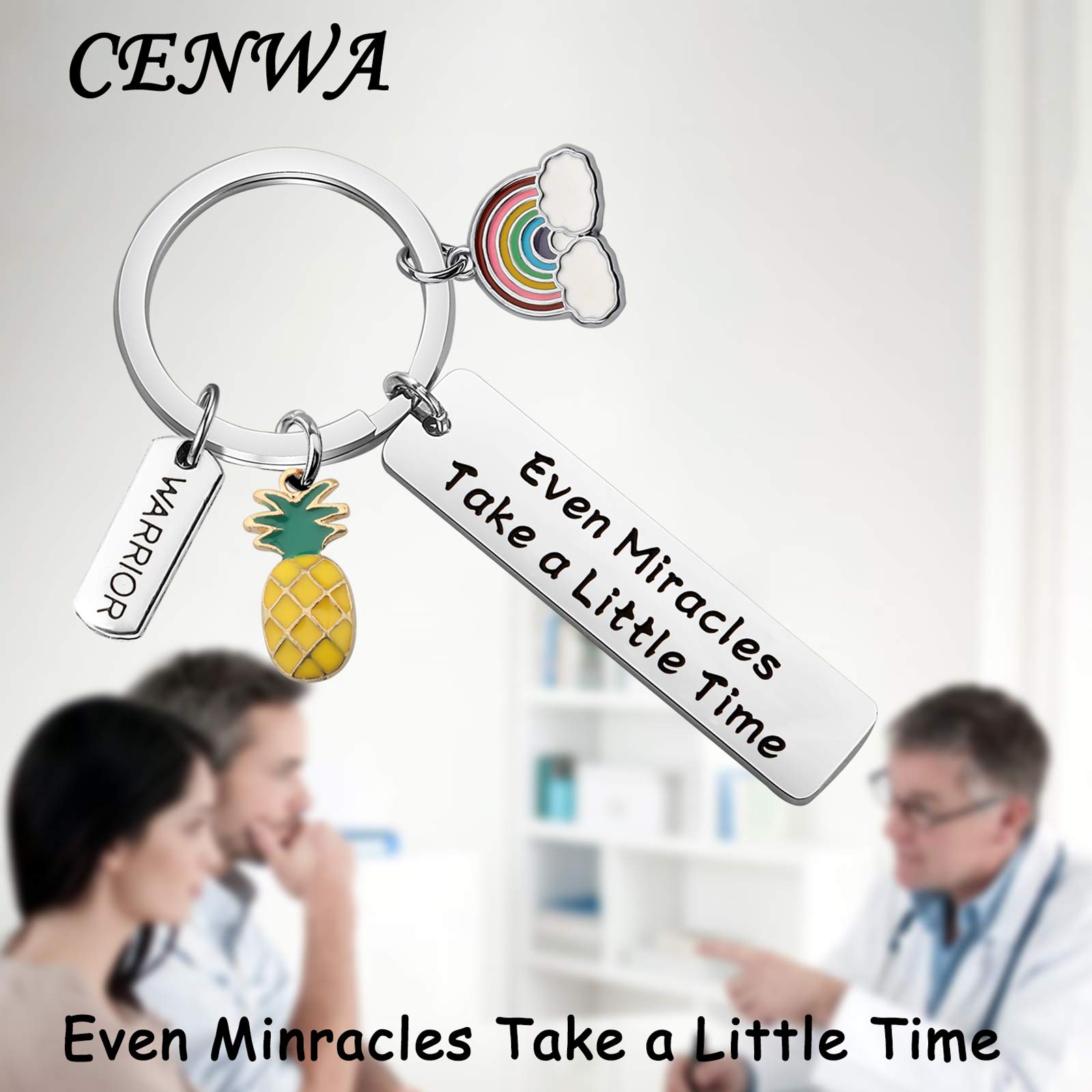 CENWA Rainbow Baby Keychain for New Mom Even Miracles Take a Little Time Keychain IVF Infertility Warrior Gift (Take a Little Time K)