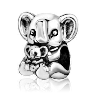 sbi jewelry elephant mother baby charm for bracelets christmas family necklace pendant mom son daughter bead animal birthday anniversary compatible with pandora charm bracelets